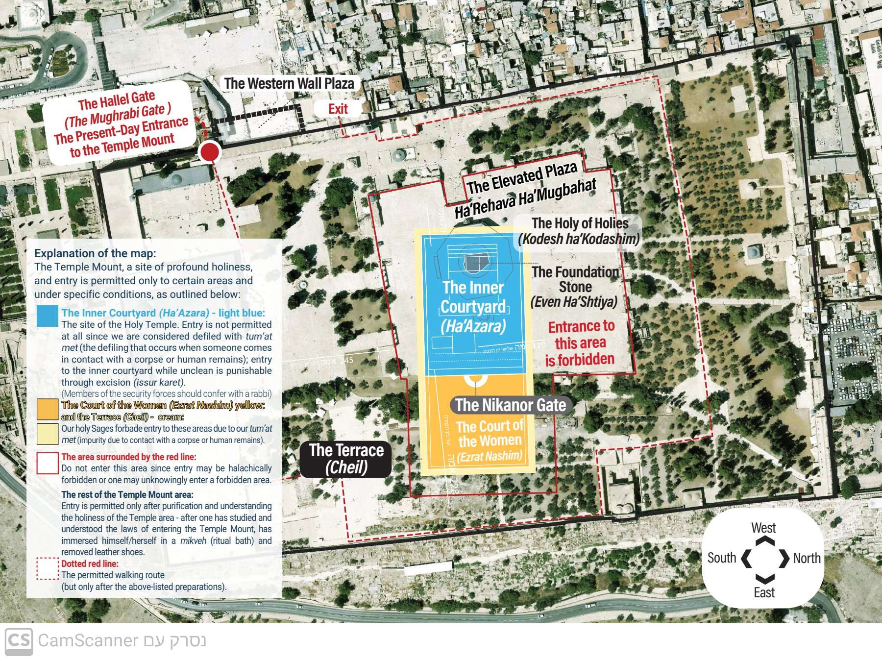 Map for those Ascending the Temple Mount - ישיבת הר הבית